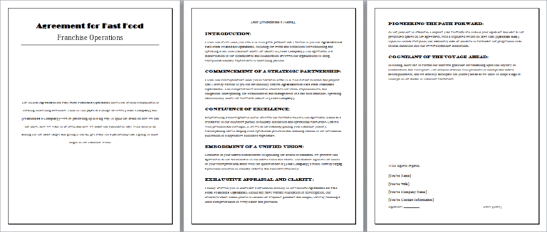 12+ Free Standard Franchise Agreement Samples in MS Word