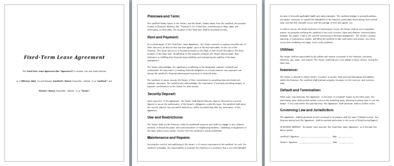 10+ Free Residential Lease Agreement Samples for MS Word